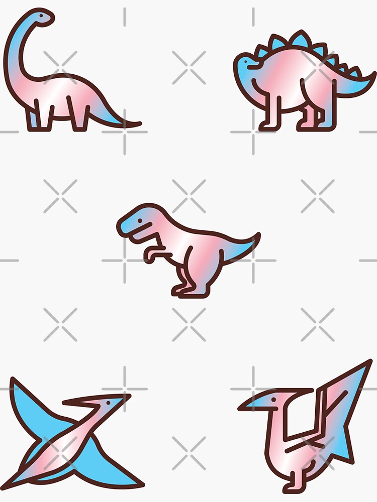 "Discreet Trans Pride Dinosaurs" Sticker for Sale by ColoredRatio ...