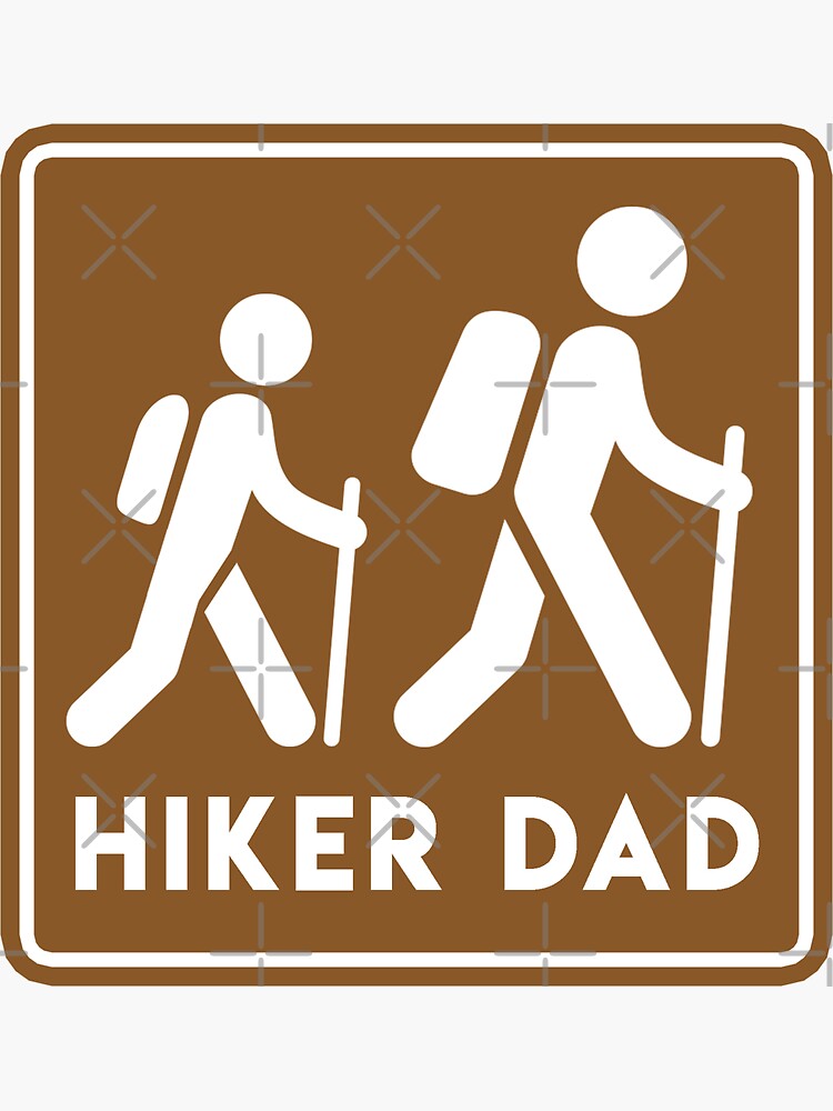 "Hiker Dad and Son Sign" Sticker for Sale by VanyaKar | Redbubble