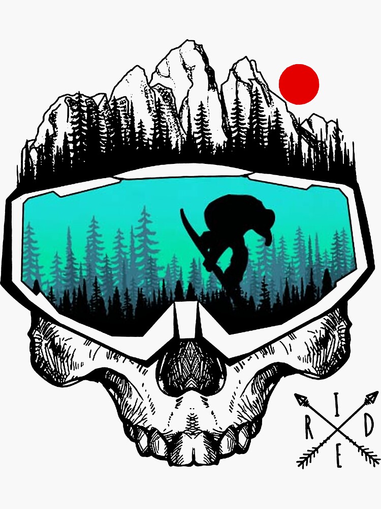 "Snowboard Skull" Sticker for Sale by shlebah | Redbubble