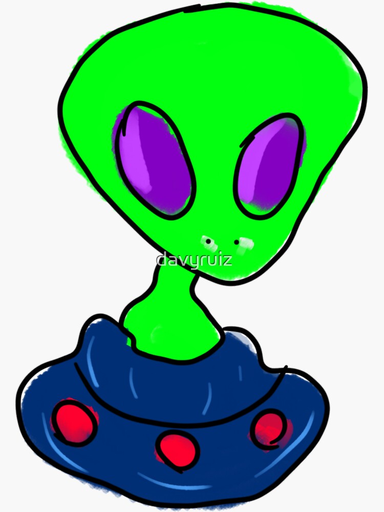 "Hello Alien" Sticker for Sale by davyruiz | Redbubble