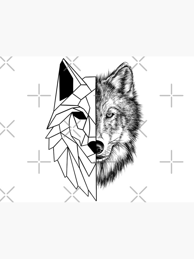 "Black half geometric wolf head" Photographic Print for Sale by ...