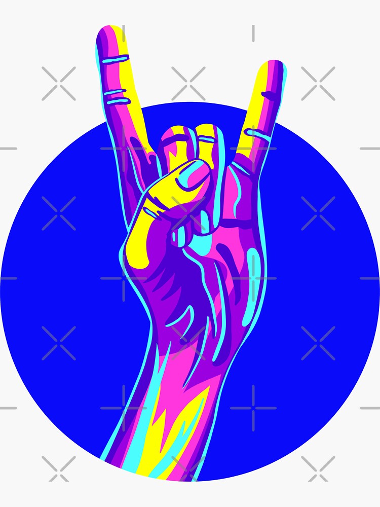 "Neon heavy metal hand symbol" Sticker by LaconicShop | Redbubble
