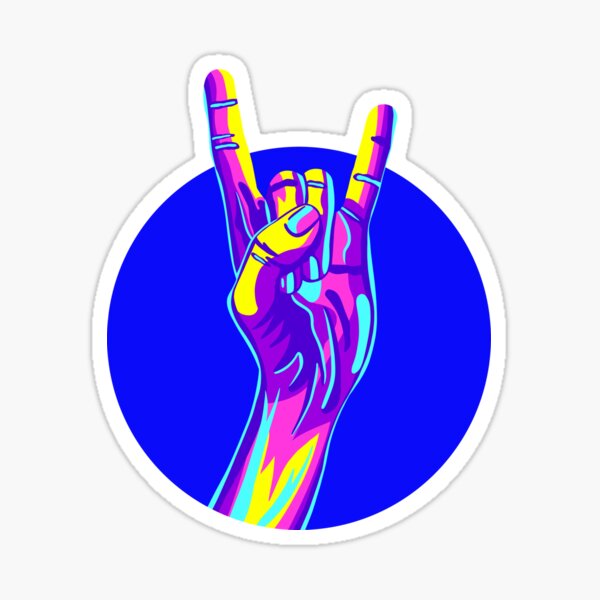 "Neon heavy metal hand symbol" Sticker by LaconicShop | Redbubble