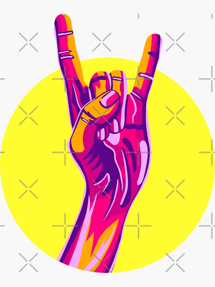 "Neon heavy metal hand symbol" Sticker for Sale by LaconicShop | Redbubble
