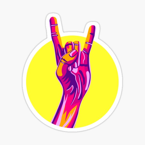 "Neon heavy metal hand symbol" Sticker for Sale by LaconicShop | Redbubble