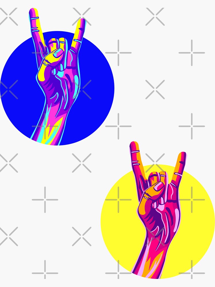 "Neon heavy metal hand symbol" Sticker for Sale by LaconicShop | Redbubble