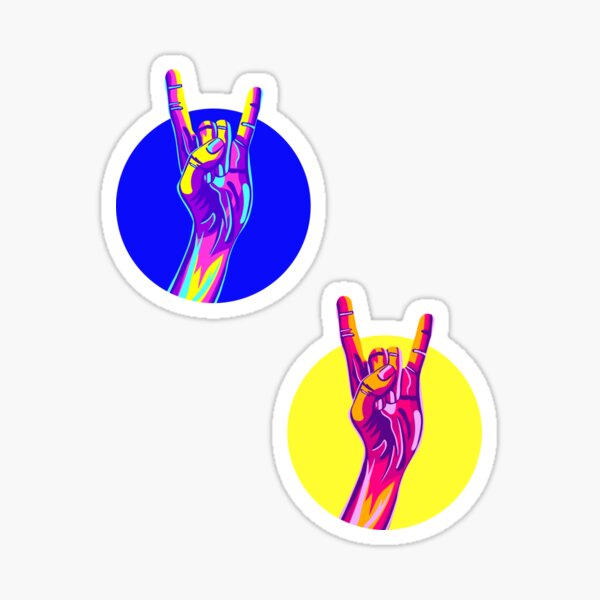 "Neon heavy metal hand symbol" Sticker for Sale by LaconicShop | Redbubble