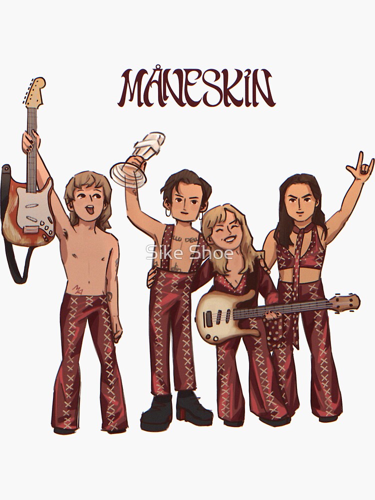 Pegatina «Dibujo del ganador de la final de Eurovisión 2021 de Måneskin ...