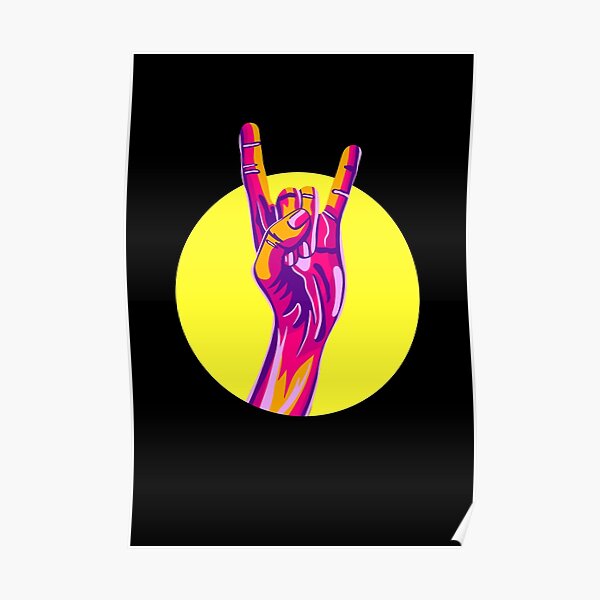 "Neon heavy metal hand symbol" Poster for Sale by LaconicShop | Redbubble