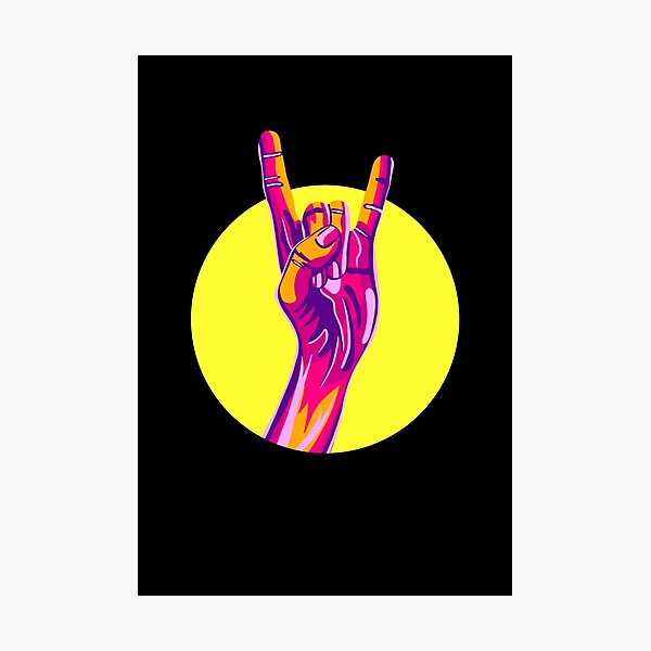 "Neon heavy metal hand symbol" Photographic Print by LaconicShop ...
