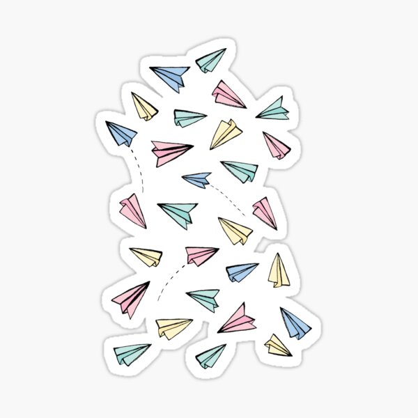 "Paper Planes in Pastel" Sticker for Sale by Tangerine-Tane | Redbubble