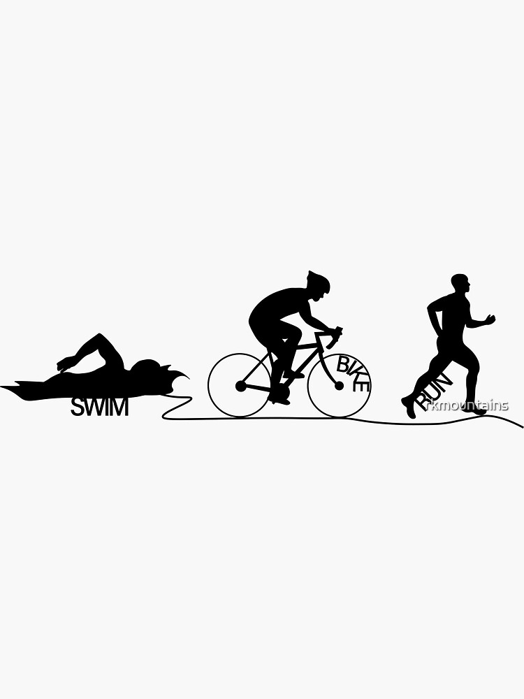 "Swim Bike Run Triathlete Design" Sticker by rkmountains | Redbubble