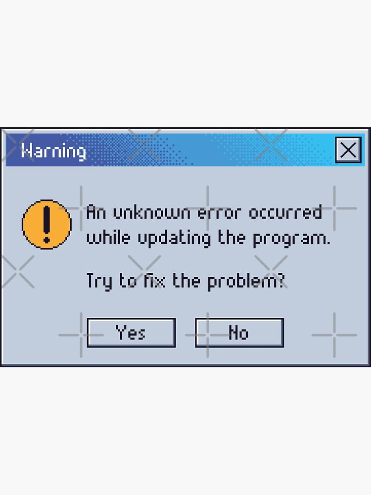 "Retro Warning error message." Sticker for Sale by PixelRoux | Redbubble