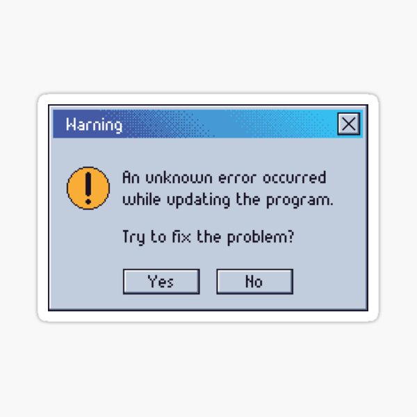 "Retro Warning error message." Sticker for Sale by PixelRoux | Redbubble