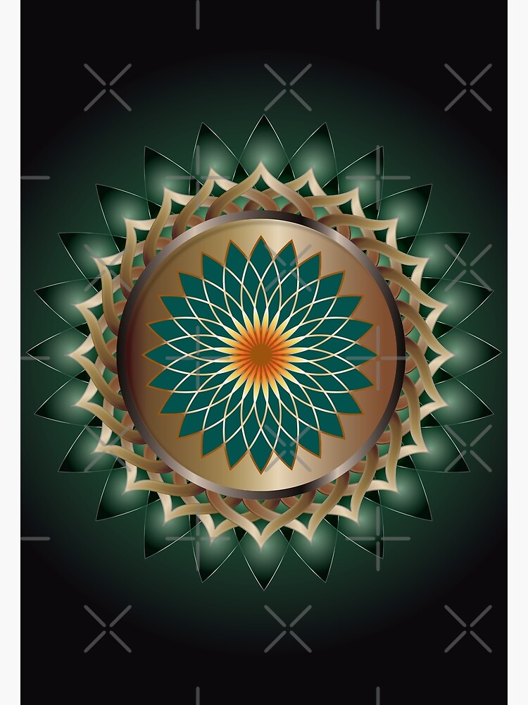 Póster «Flor de loto dorado con el fondo verde azulado» de Nobiya ...