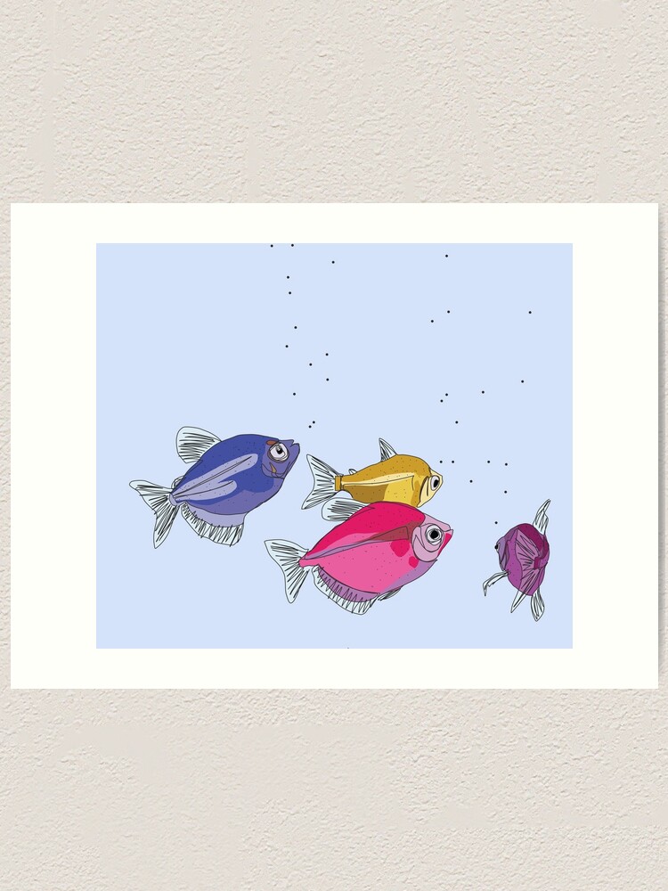 "Neon Tetra Line Art" Art Print by TReich03 | Redbubble