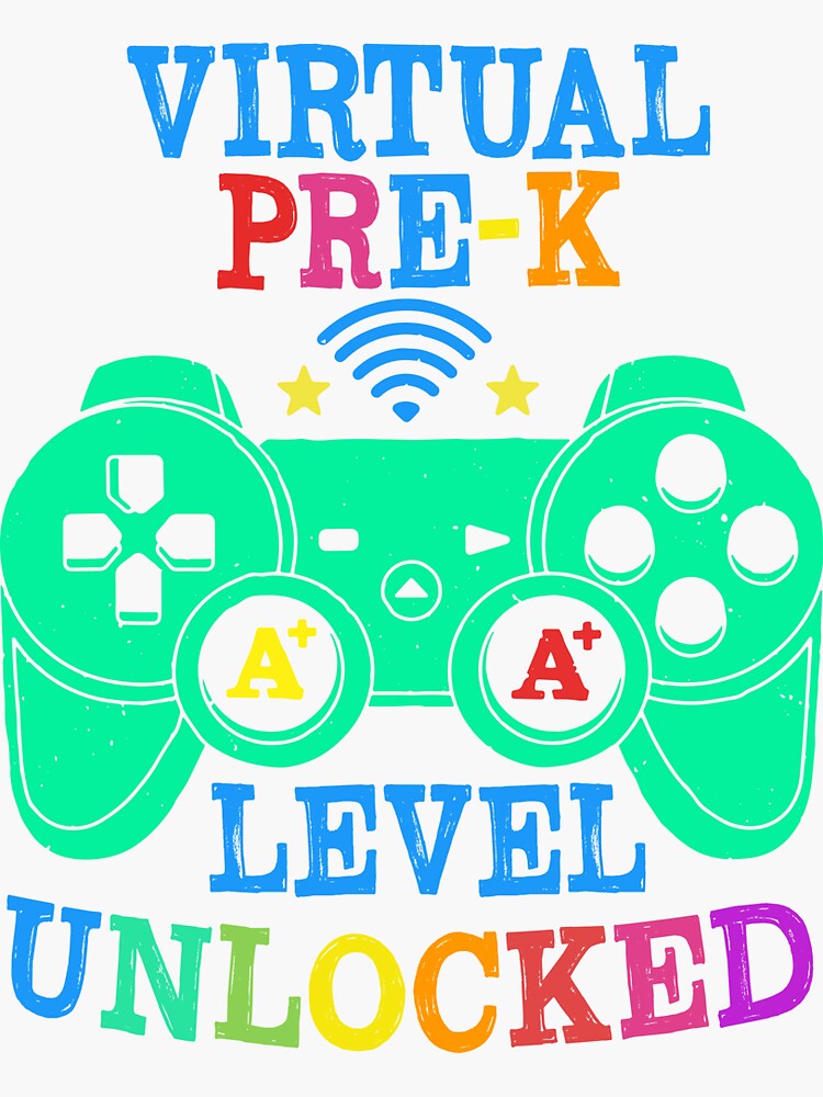 "Virtual Pre-K Level Unlocked Video Gamer Back to School" Sticker for ...