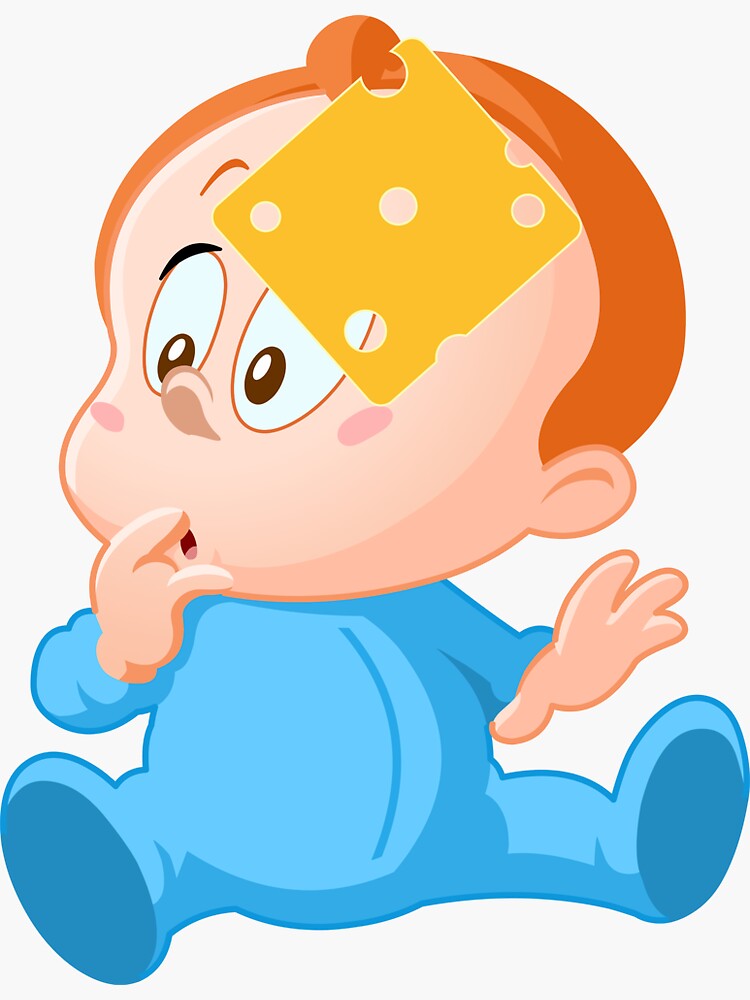 "Cheese Slice on baby face" Sticker for Sale by GeoTeasters | Redbubble