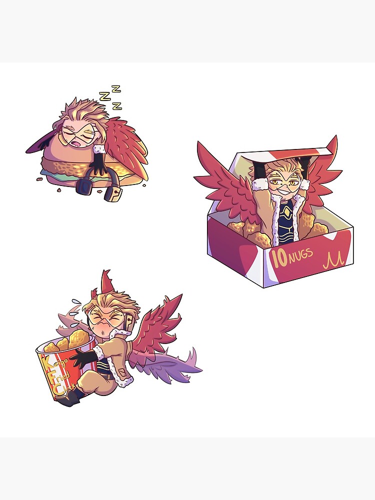 "Hawks / Keigo Takami with Chicken Sticker Pack" Photographic Print by ...
