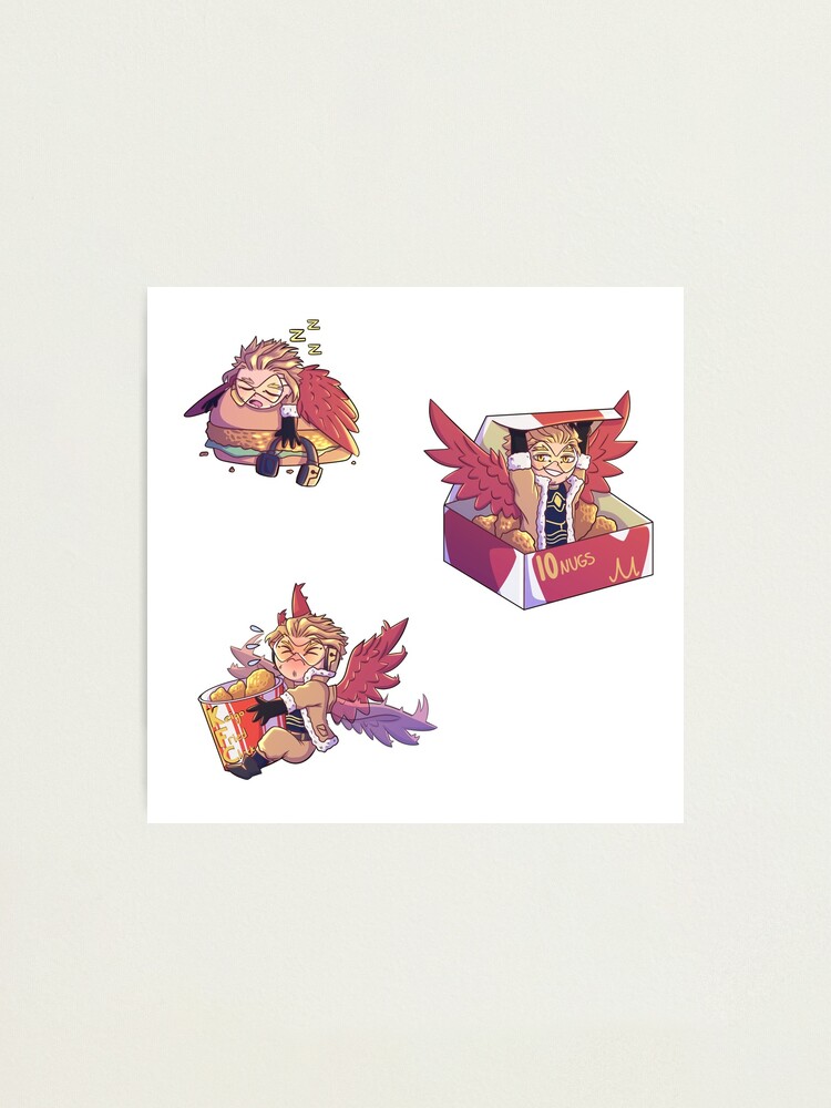 "Hawks / Keigo Takami with Chicken Sticker Pack" Photographic Print by ...