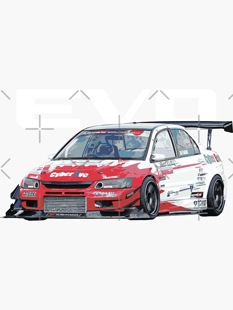 "CYBER EVO 9 WORLD TIME ATTACK SUN AUTO TOMEI MACHINE" Sticker for Sale ...