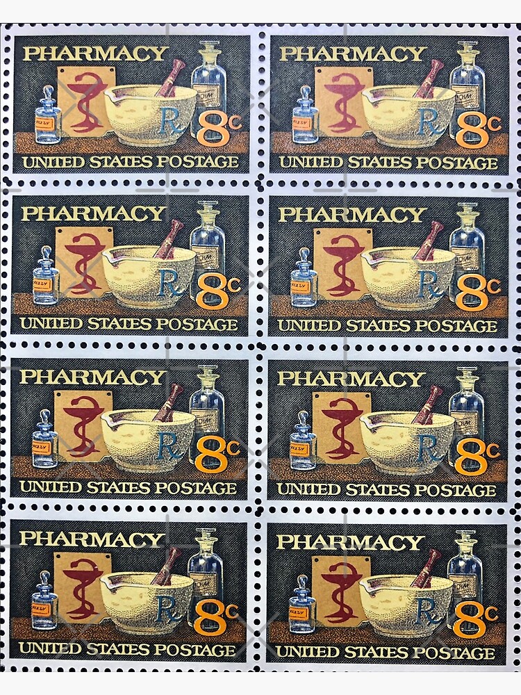 "Pharmacy Medicine 1972 Vintage Postage Stamp" Photographic Print for ...
