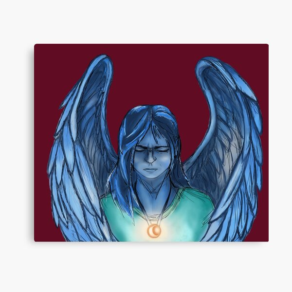 "Blue Aasimar with the wings out" Canvas Print for Sale by SpinnerED ...
