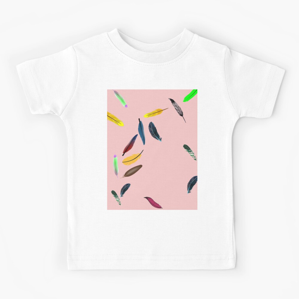 Camiseta para niños «Plumas de colores flotando y cayendo ilustraciones ...
