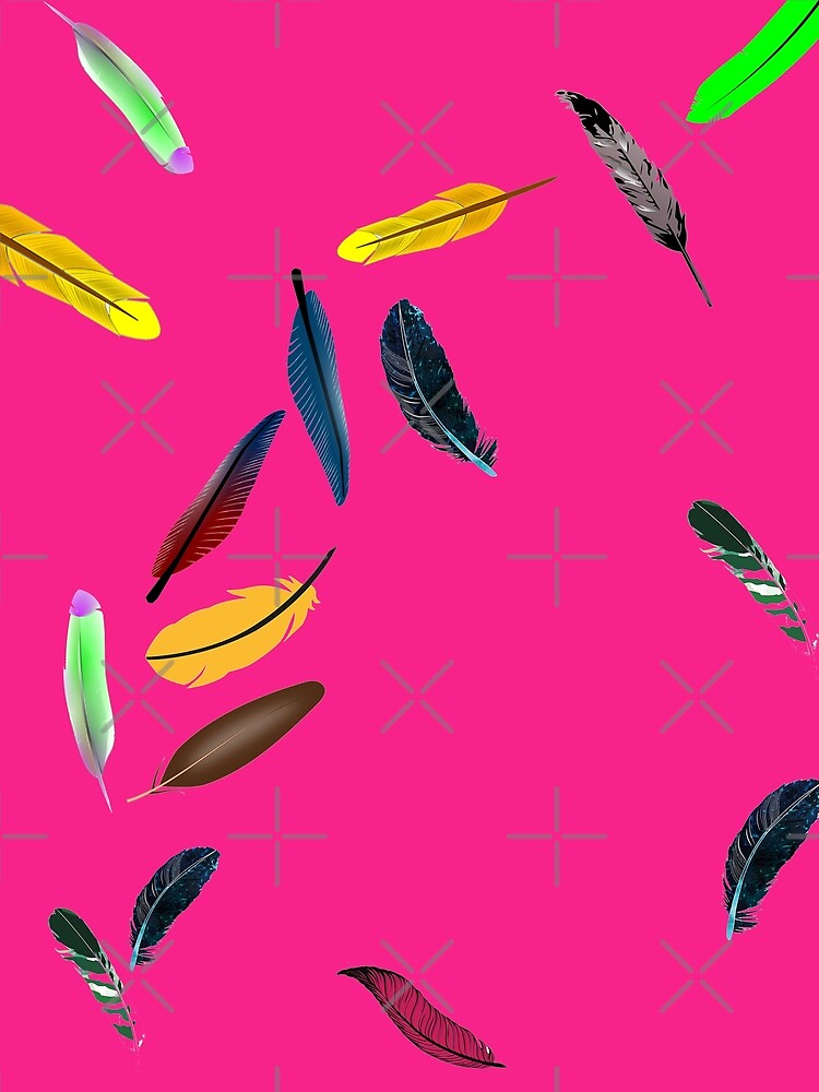 Póster «Plumas de colores flotando y cayendo ilustraciones de diseño ...