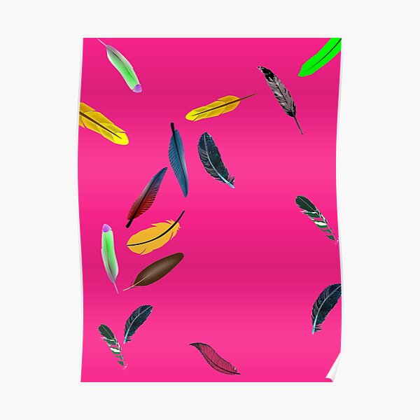 Póster «Plumas de colores flotando y cayendo ilustraciones de diseño ...