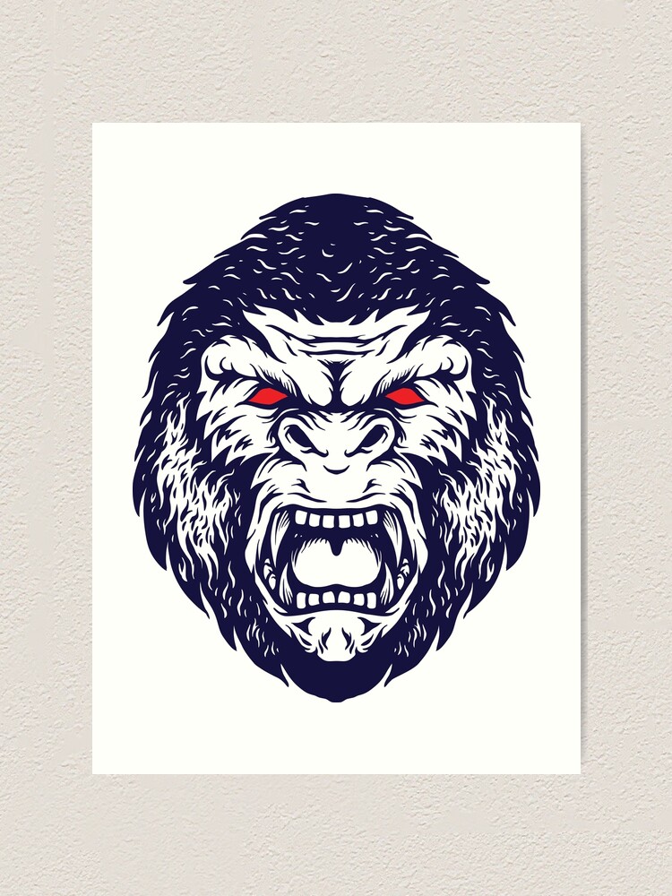 "Angry silverback gorilla head face" Art Print by Rachidsolution ...