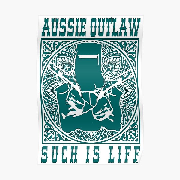 "Ned Kelly Aussie Outlaw in blue green" Poster by UncleHenry | Redbubble