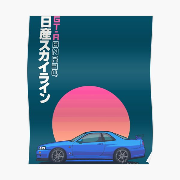 "Nissan Gtr R34 GTR portrait blue" Poster for Sale by KaAnsDesign ...