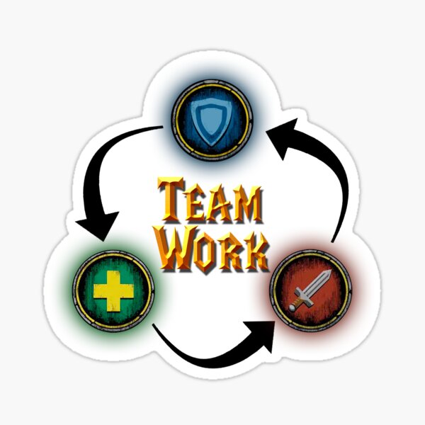 "Team Work, Trinity MMO Tank-Heal-Dps" Sticker for Sale by WertyShop ...