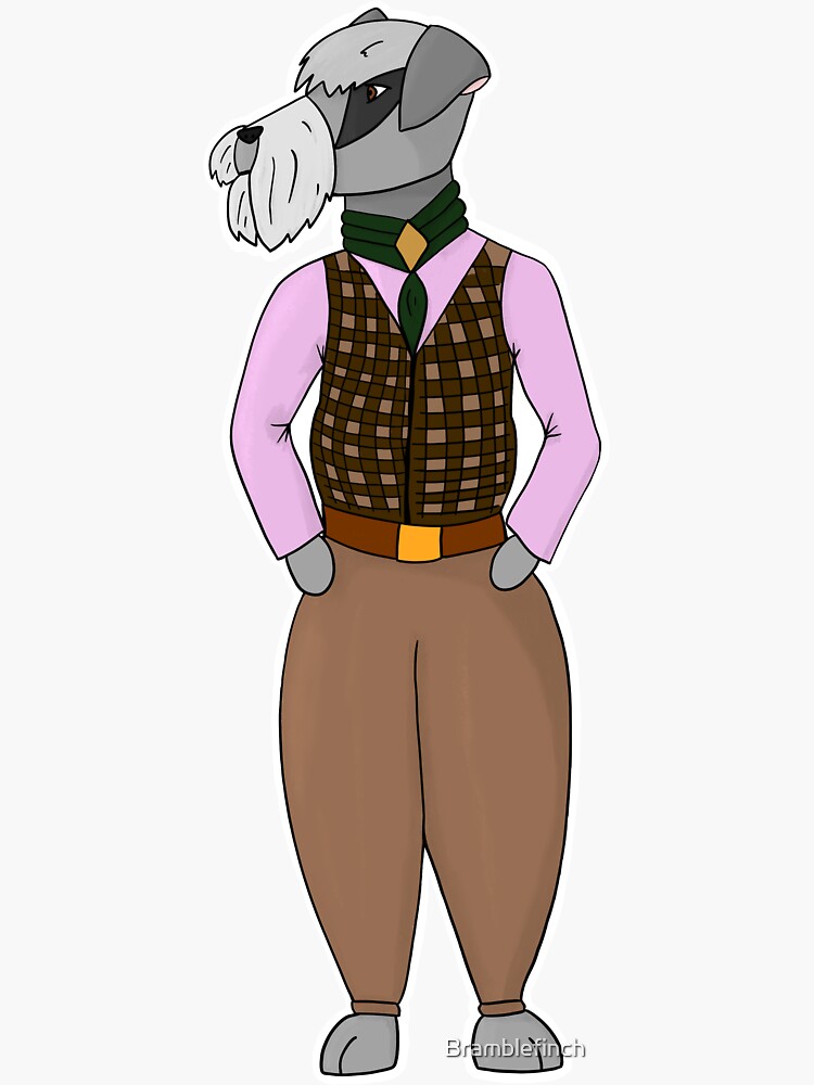 "Dapper dog large cartoon" Sticker for Sale by Bramblefinch | Redbubble