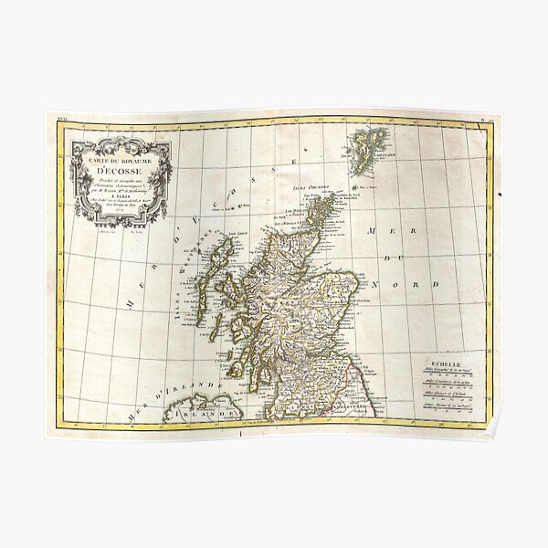 "Vintage Map of Scotland (1772)" Poster by BravuraMedia | Redbubble