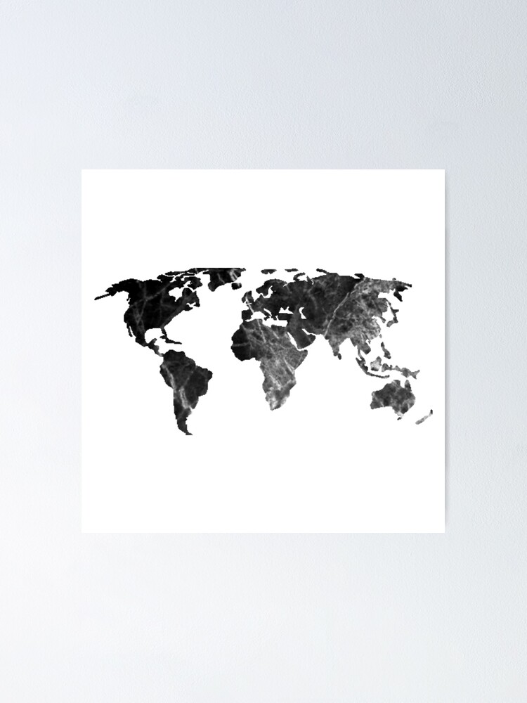 "Black White Marble World Map" Poster by NelBo | Redbubble