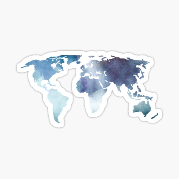 "Purple Blue Watercolor World Map" Sticker by NelBo | Redbubble