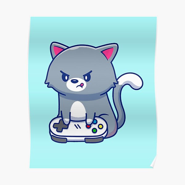 "Gaming cat" Poster by Jungleboy815 | Redbubble