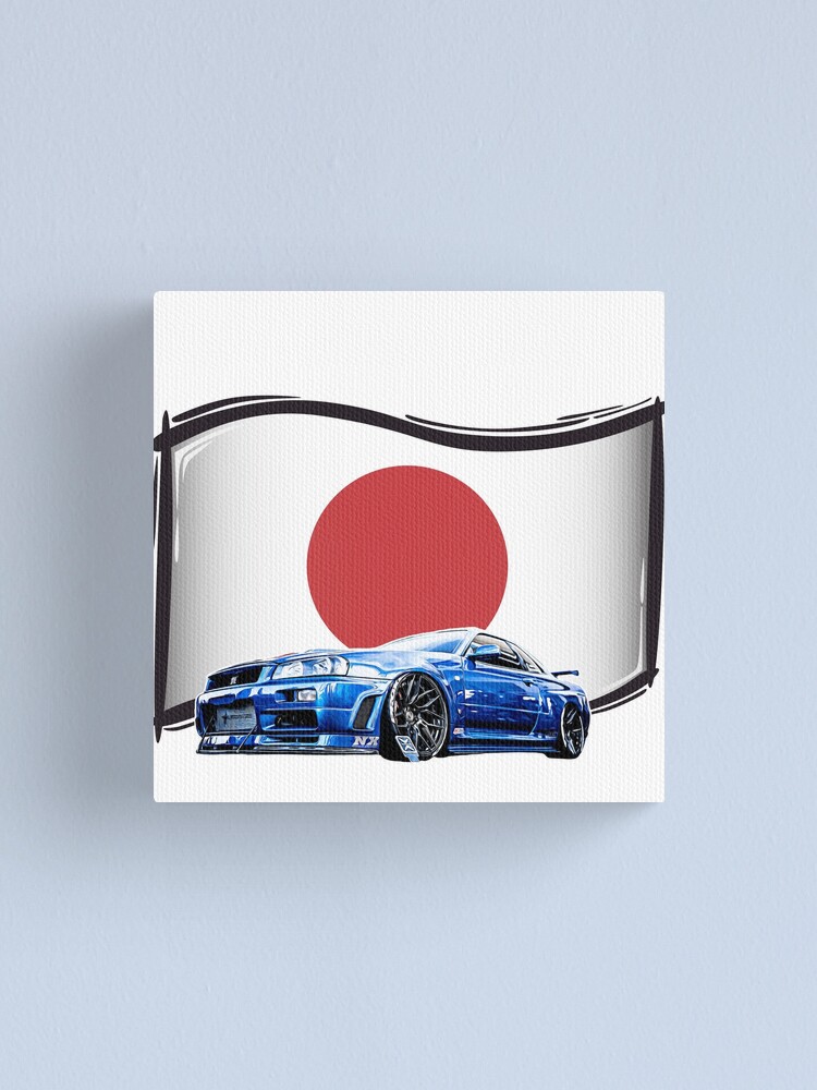"Skyline R34 GT-R34 Japan Flag" Canvas Print for Sale by nicodrt ...