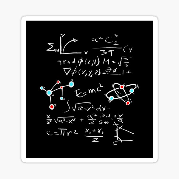 "Physics Math Formula Teacher Student Atoms and Molecules" Sticker for ...
