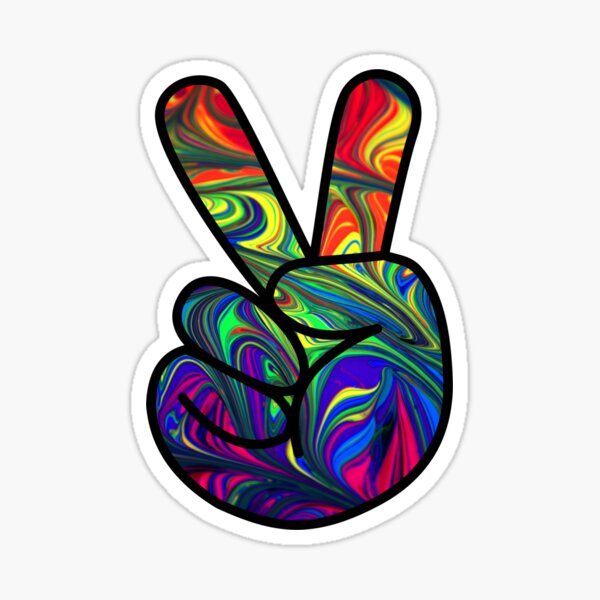 "Rainbow Swirl Peace Sign Hand " Sticker for Sale by BuzzySpaceBee ...