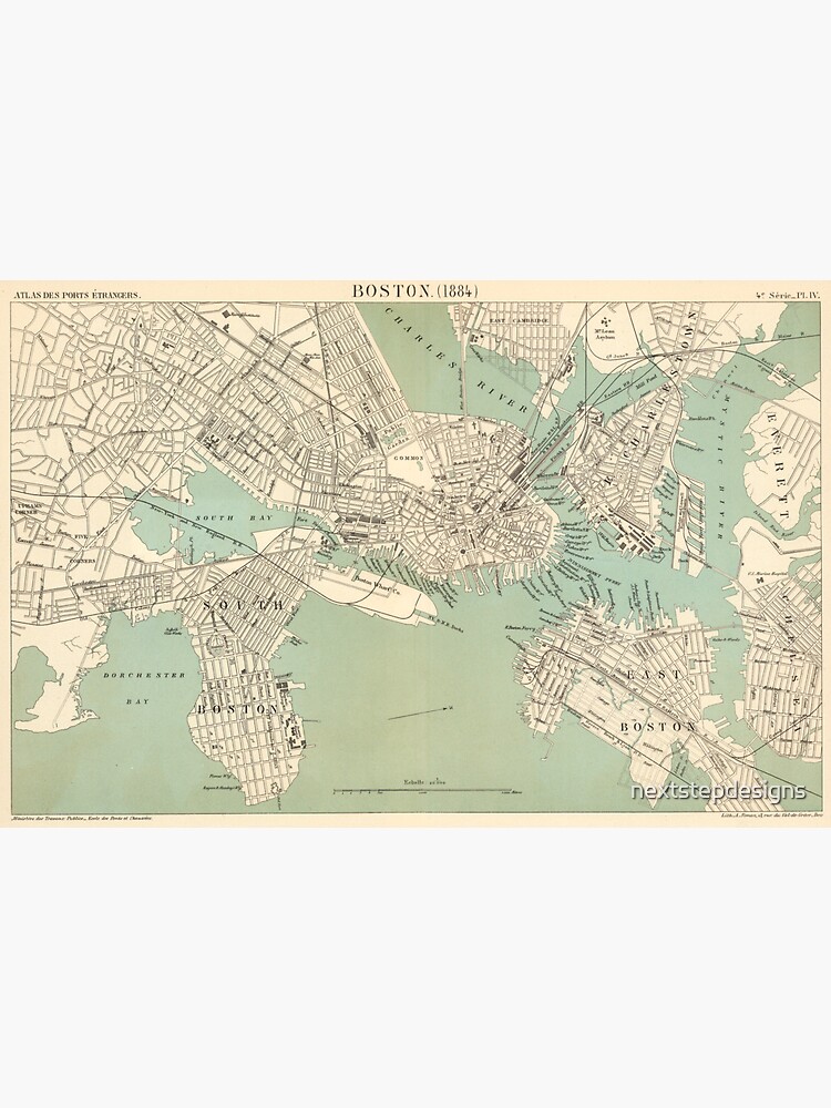 "Boston Map, 1884" Sticker for Sale by nextstepdesigns | Redbubble