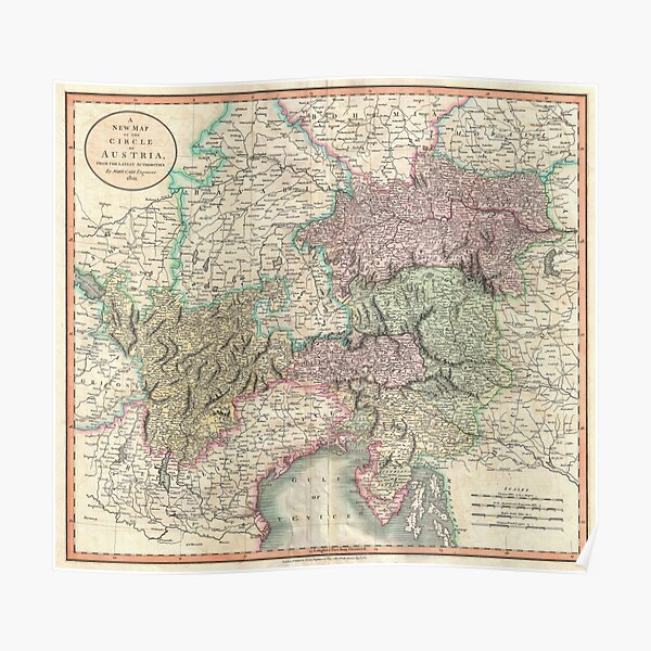 "Vintage Map of Austria (1801)" Poster by BravuraMedia | Redbubble