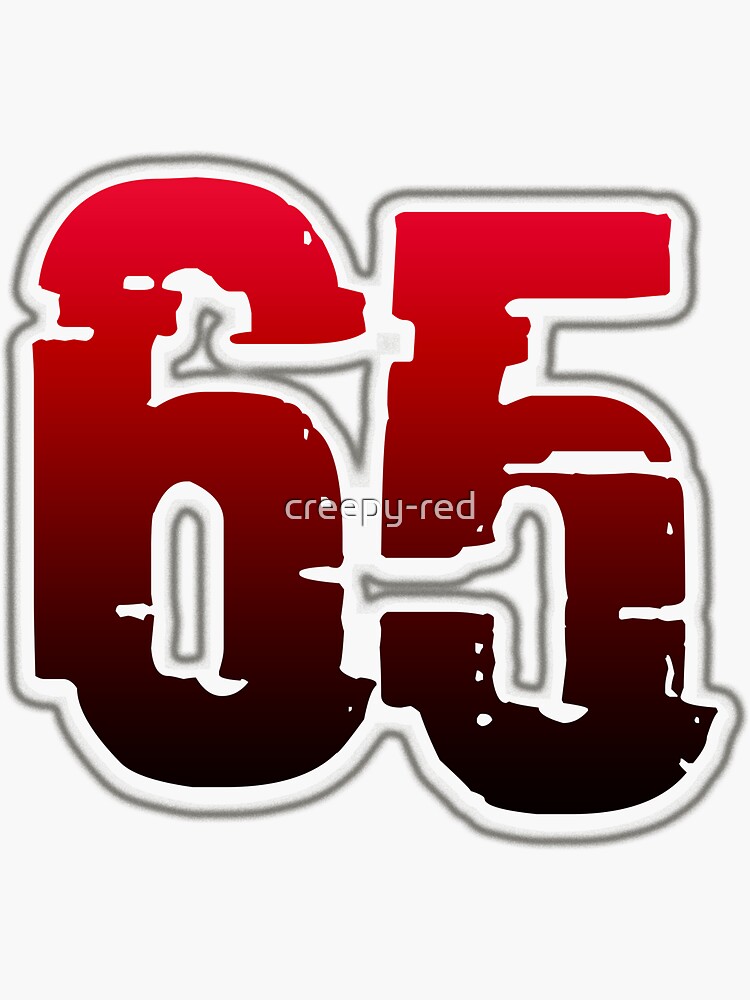 "Creepy Red Number 65" Sticker by creepy-red | Redbubble