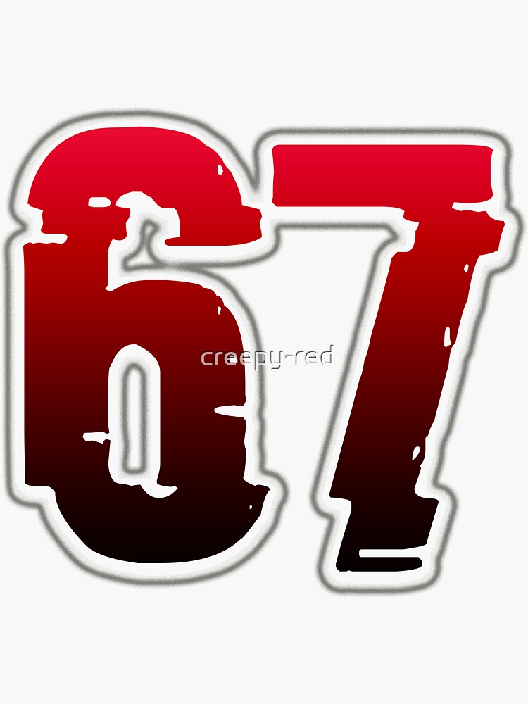 "Creepy Red Number 67" Sticker for Sale by creepy-red | Redbubble
