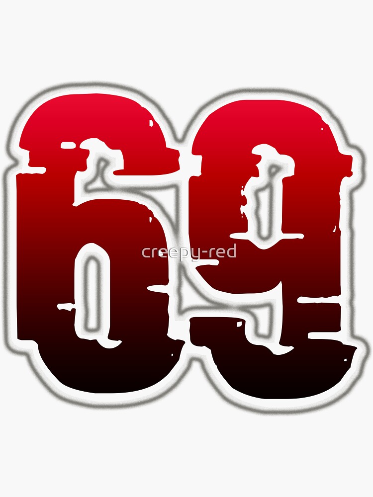"Creepy Red Number 69" Sticker for Sale by creepy-red | Redbubble