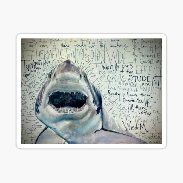 "White Shark Wisdom" Sticker for Sale by KyraKalageorgi | Redbubble