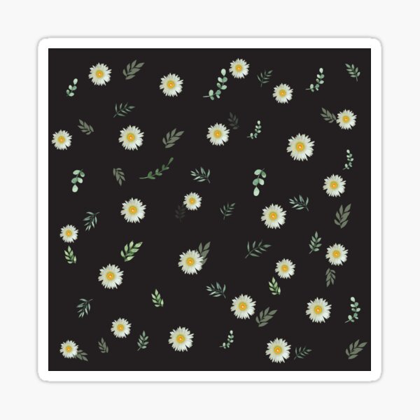 "Floral Pattern Black Color" Sticker by Nuengme | Redbubble