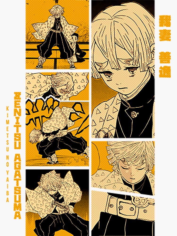 "Zenitsu == DEMON SLAYER = Manga Panel Design" Sticker by bonesof987 ...